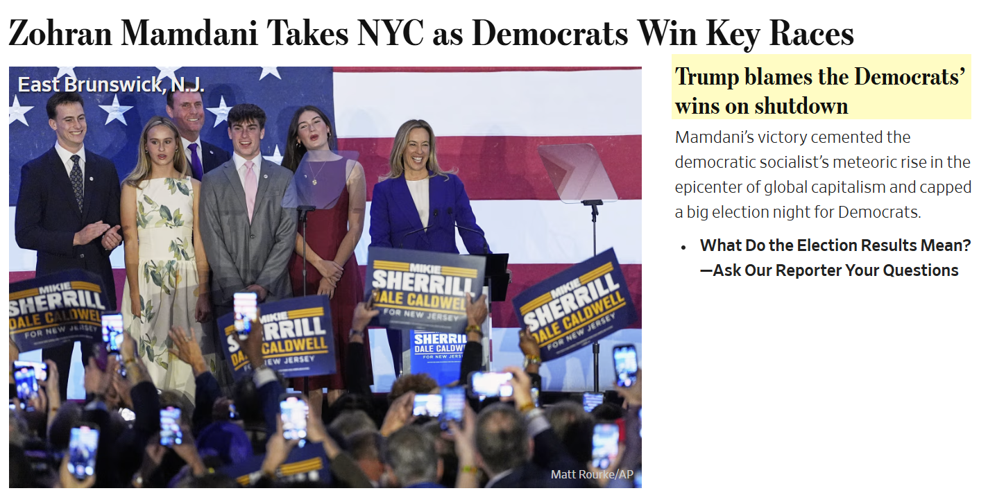 Democrats Win NYC Mayoral Race, and New Jersey and Virginia ...