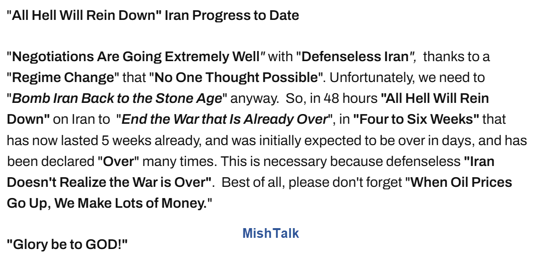 Trump Threatens to Escalate Iran War, Says ‘Hell Will Rein Down’ – MishTalk